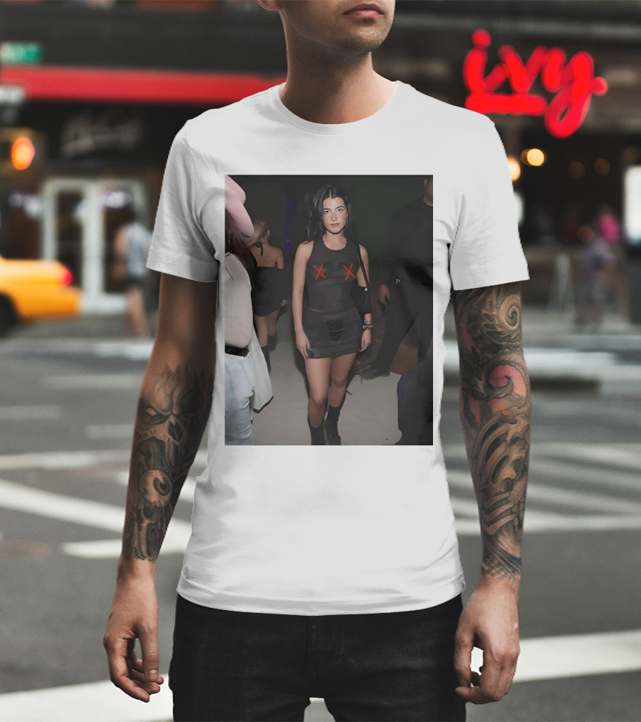 Charli D’Amelio Black Mesh Dress With Red X Details T-Shirt