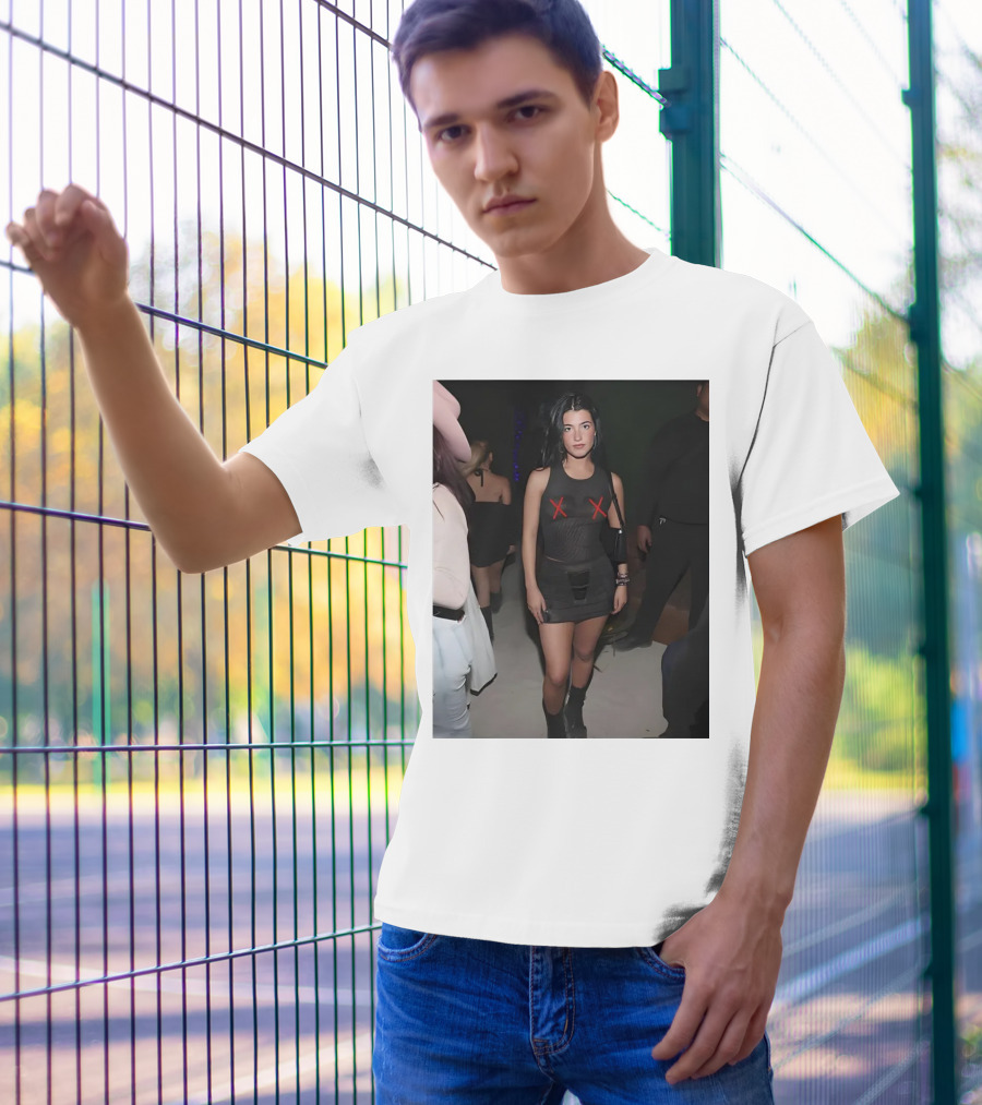 Charli D’Amelio Black Mesh Dress With Red X Details T-Shirt