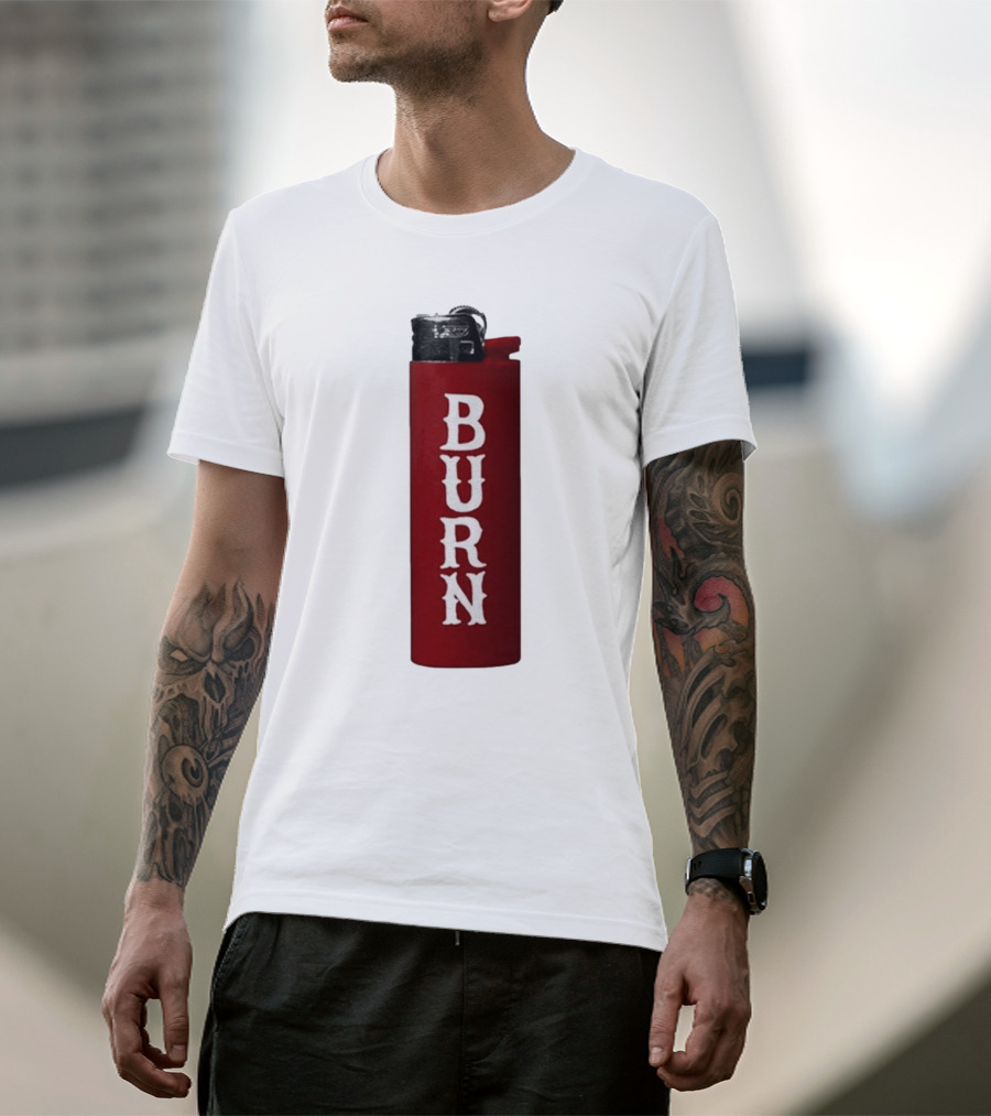 Eaj Burn Red Lighter Vertical Text T-Shirt