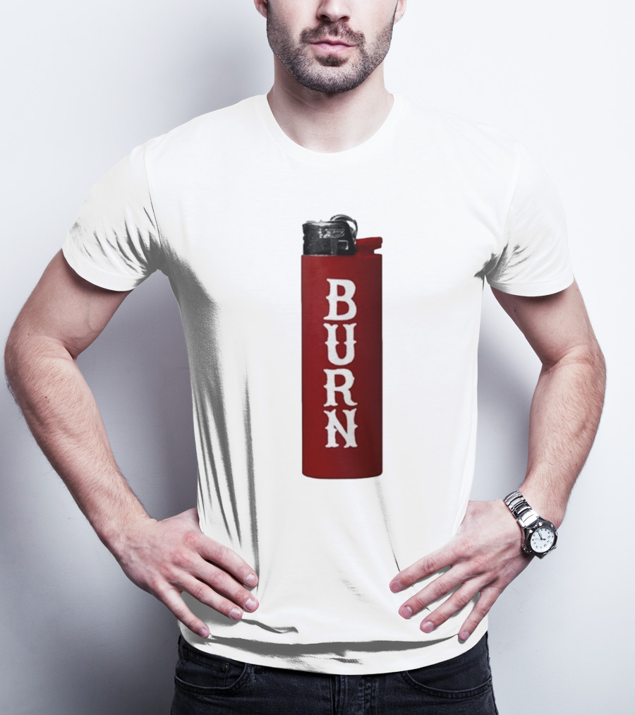 Eaj Burn Red Lighter Vertical Text T-Shirt