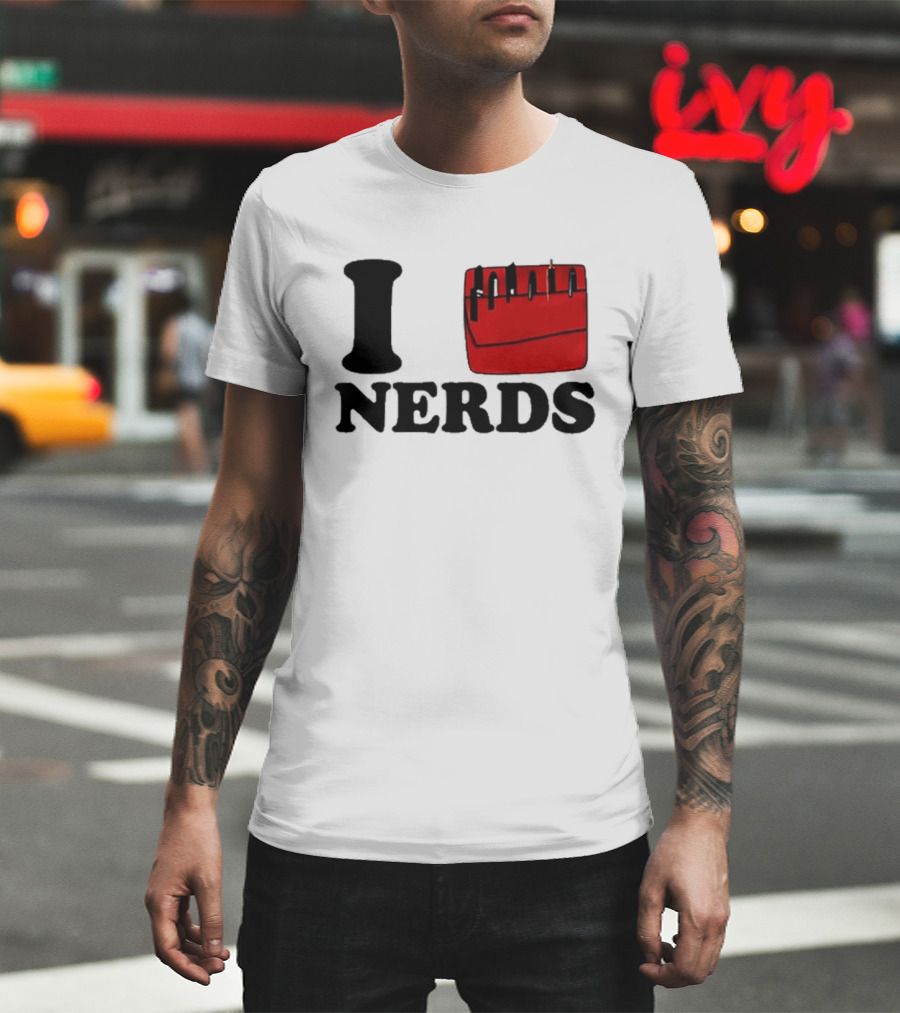 I Love Nerds Red Pocket T-Shirt
