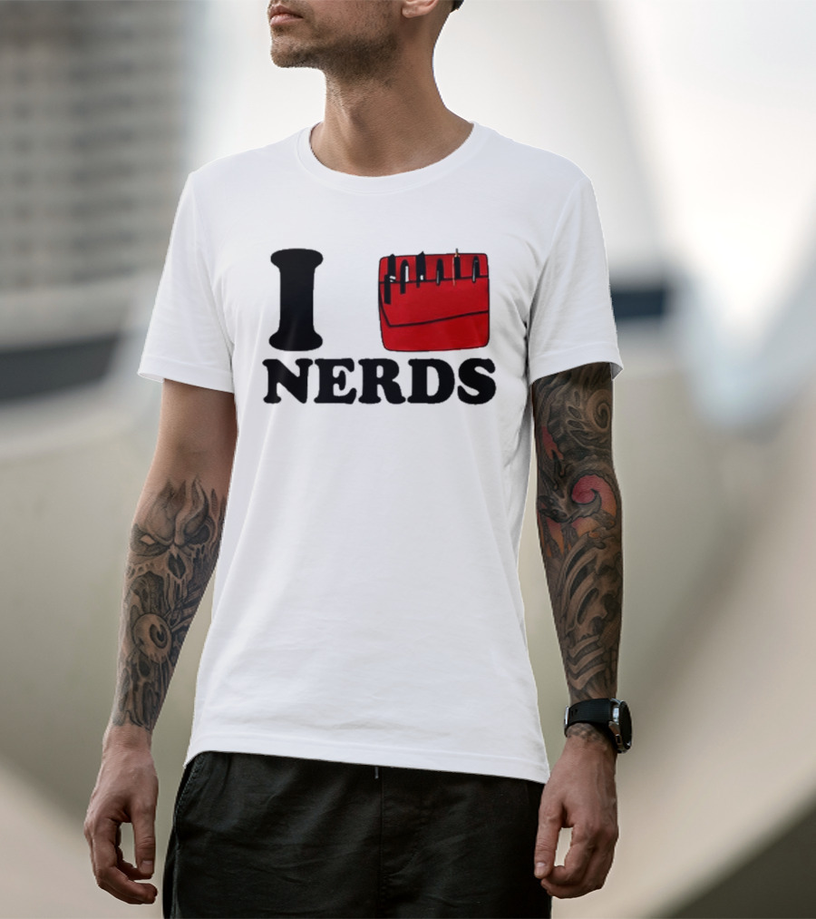 I Love Nerds Red Pocket T-Shirt