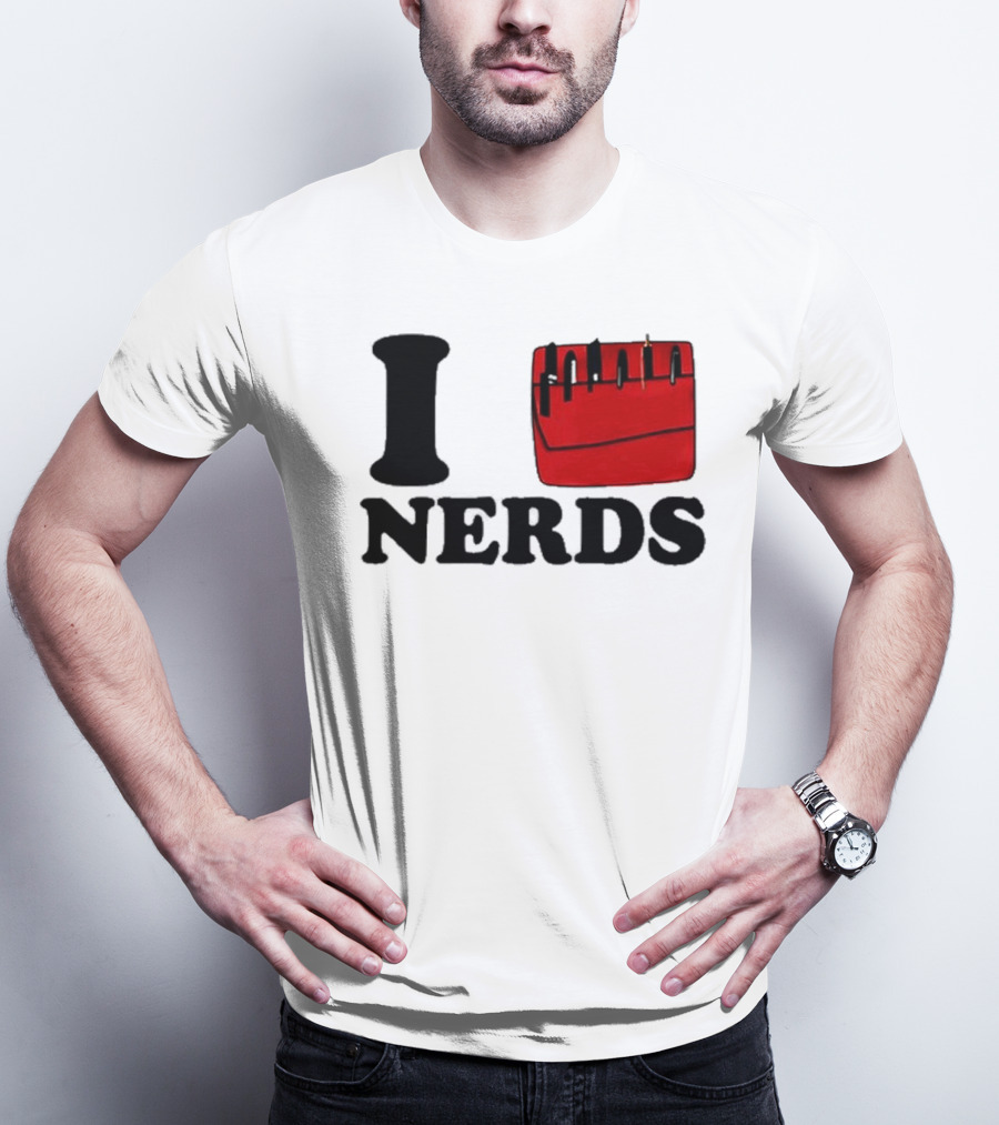 I Love Nerds Red Pocket T-Shirt