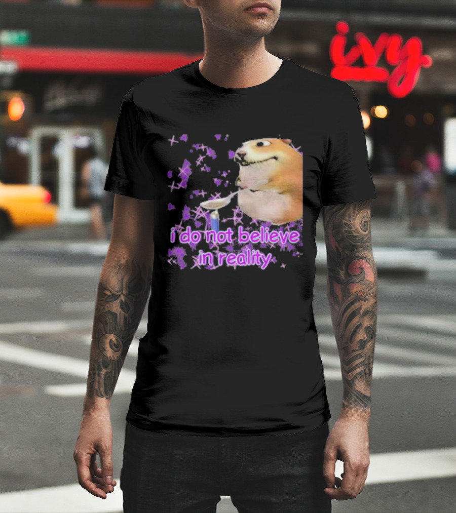 I Do Not Believe In Reality Doge Spoon Purple Stars T-Shirt