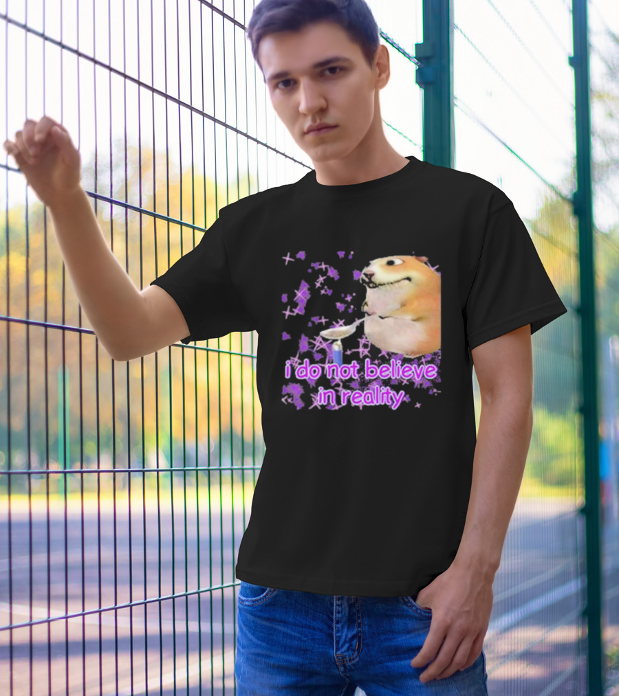 I Do Not Believe In Reality Doge Spoon Purple Stars T-Shirt