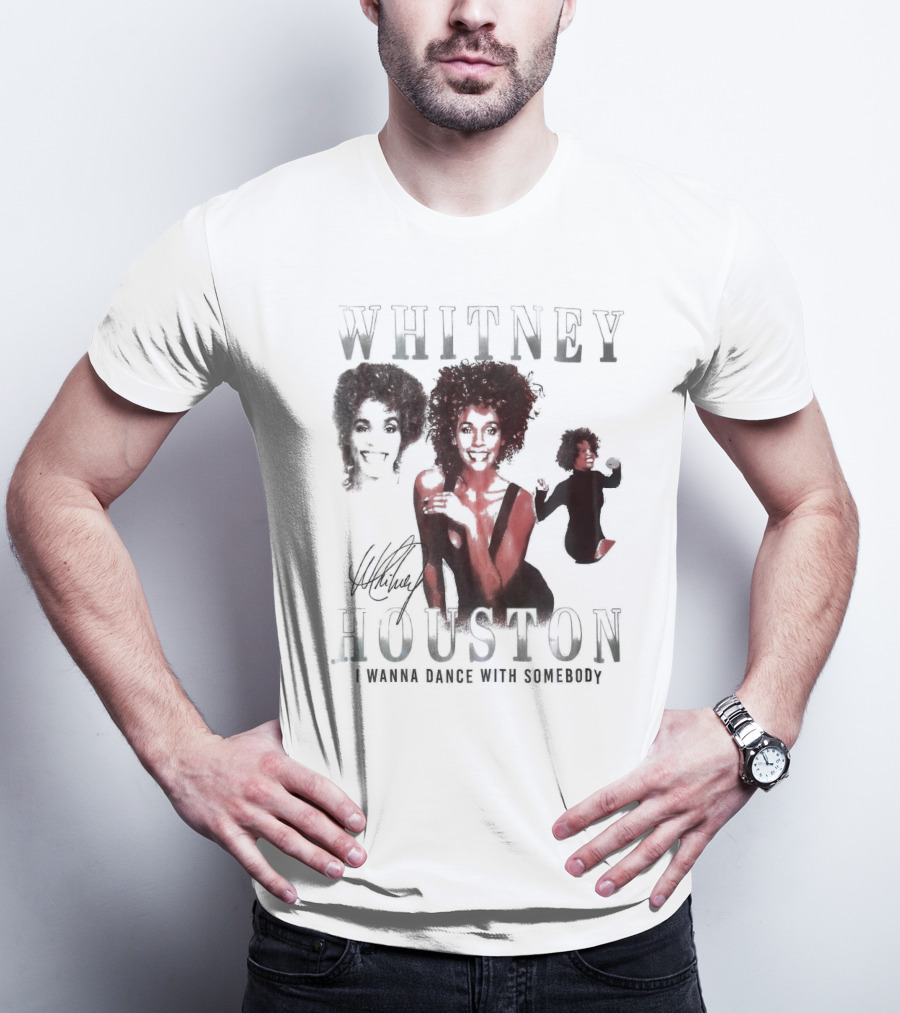 Whitney Houston I Wanna Dance With Somebody Vintage Portrait Signature T-Shirt