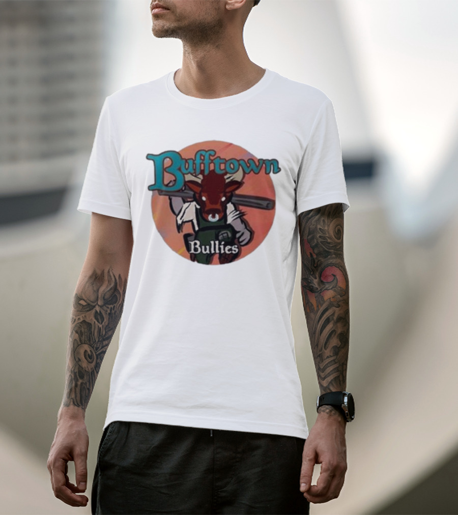 Bufftown Bullies Bull Character Holding Bat T-Shirt