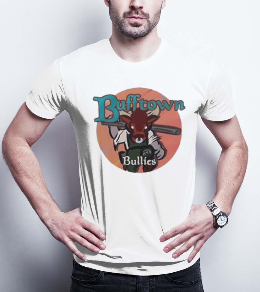 Bufftown Bullies Bull Character Holding Bat T-Shirt
