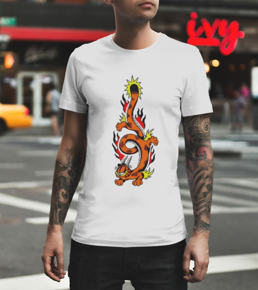 Garfield Transforming Fiery Dragon With Buggy Goods Elements T-Shirt