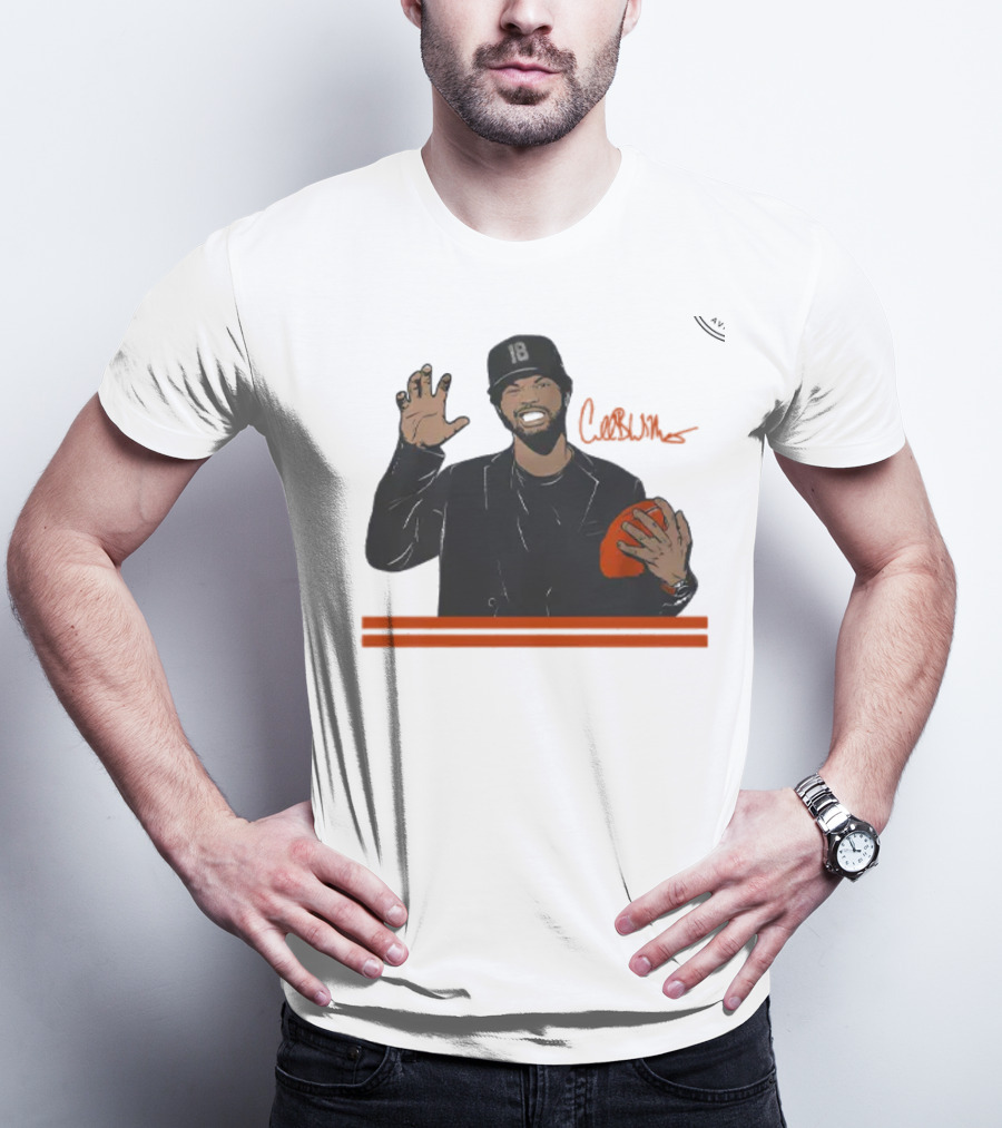 Caleb Williams Claw Pose Signature With Football And Cap Number 18 T-Shirt