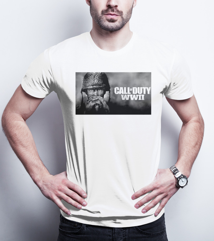 Call Of Duty WWII Soldier Image Black And White T-Shirt