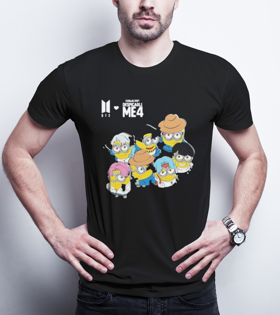 BTS Minions Collaboration Despicable Me 4 Characters Fashion Mashup T-Shirt