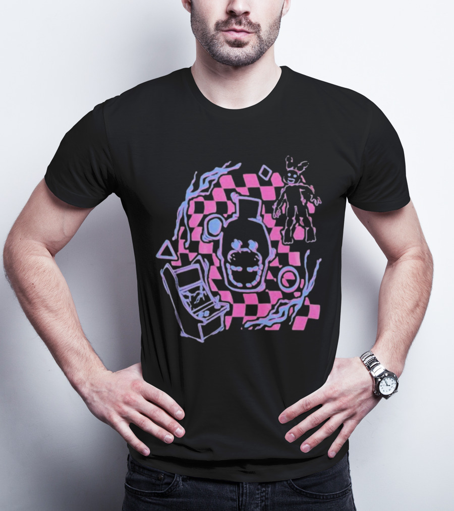 The Shadow Freddy Arcade Nightmare Checkered Phantasm T-Shirt