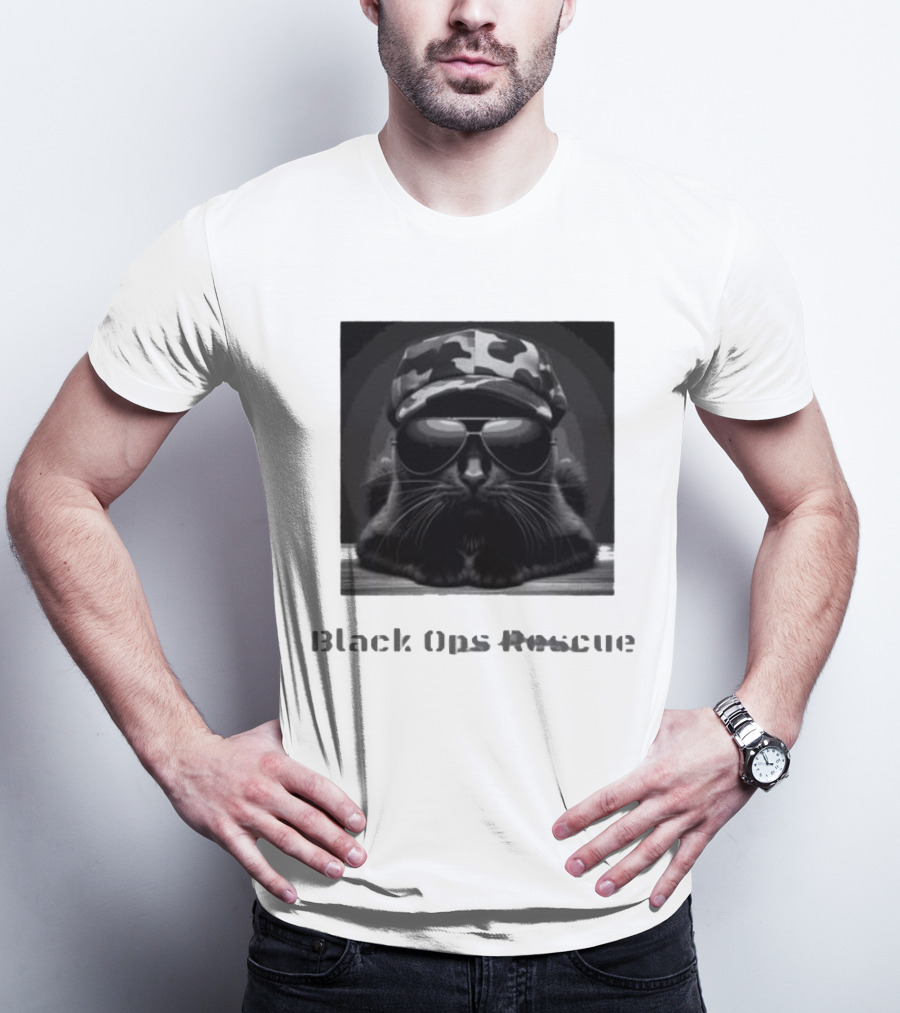 Black Ops Rescue Women’s Cat Military Style Camouflage Hat Sunglasses T-Shirt