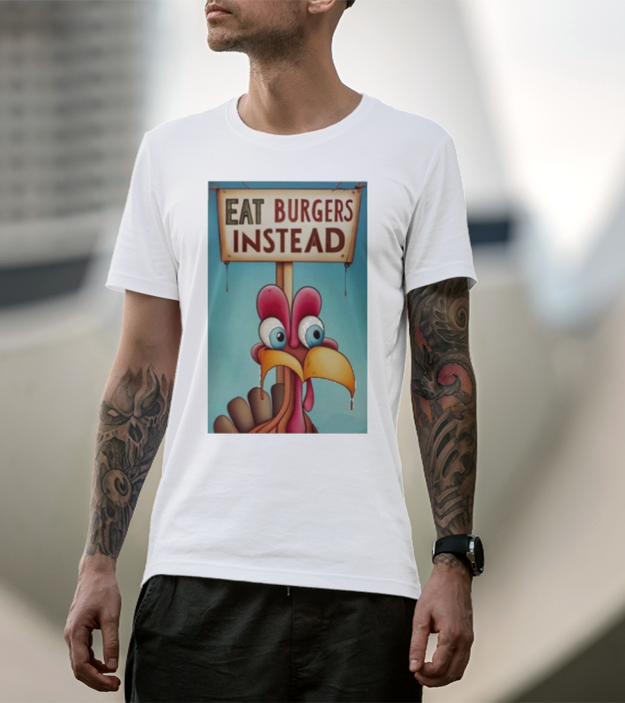 Eat Burgers Instead Funny Turkey Cartoon T-Shirt