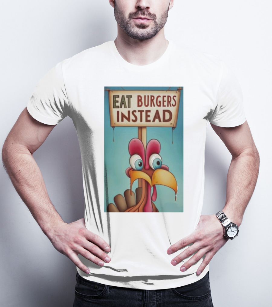 Eat Burgers Instead Funny Turkey Cartoon T-Shirt
