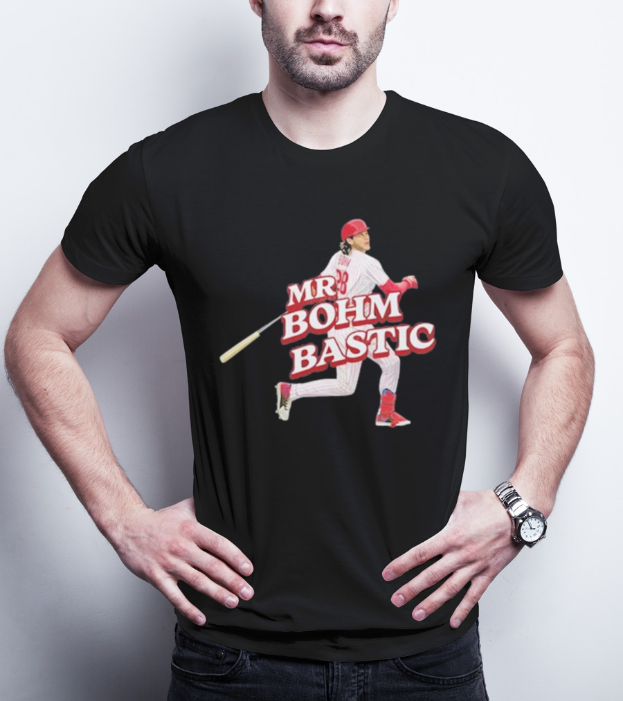 Garrett Stubbs Wearing Mr. Bohm-Bastic Baseball Player T-Shirt