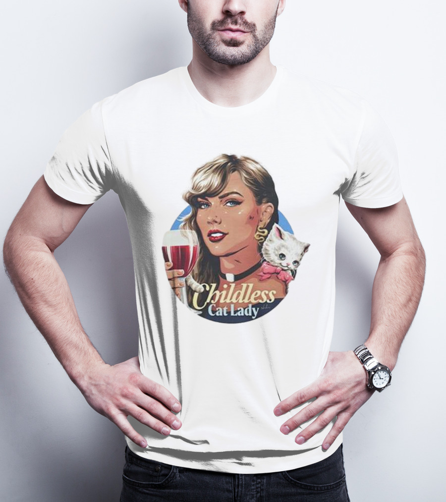 Childless Cat Lady Wine And Kitty T-Shirt