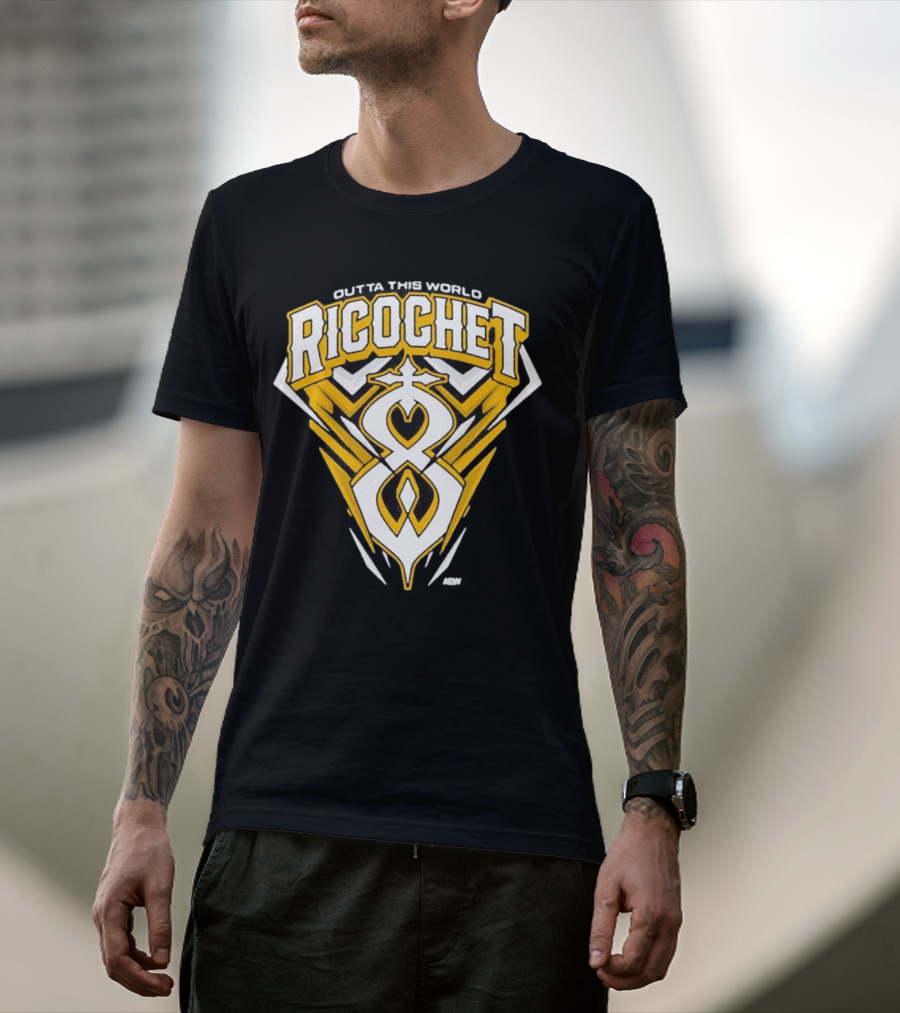 Outta This World Ricochet AEW Logo Yellow Black T-Shirt