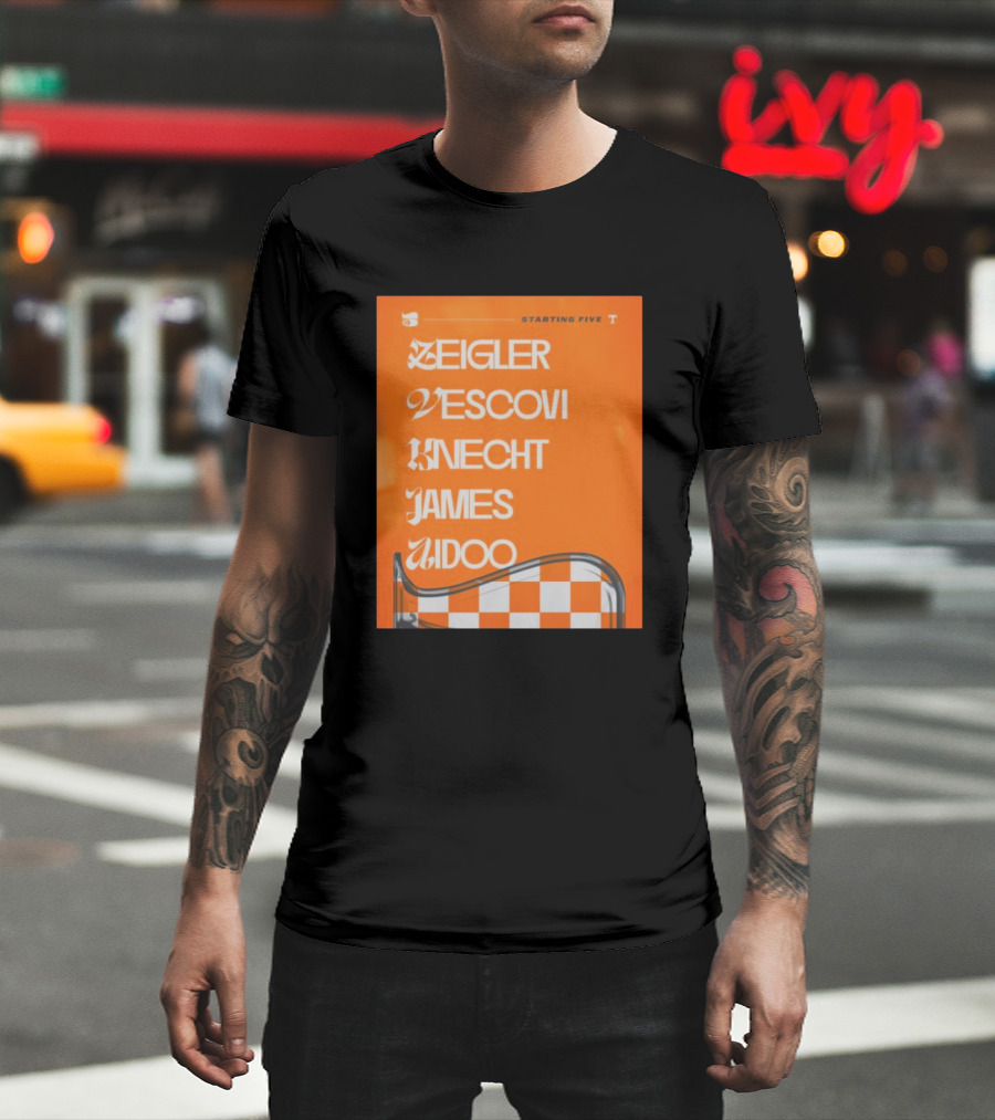 Zeigler Vescovi Knecht James Aidoo Tennessee Starting Five T-Shirt