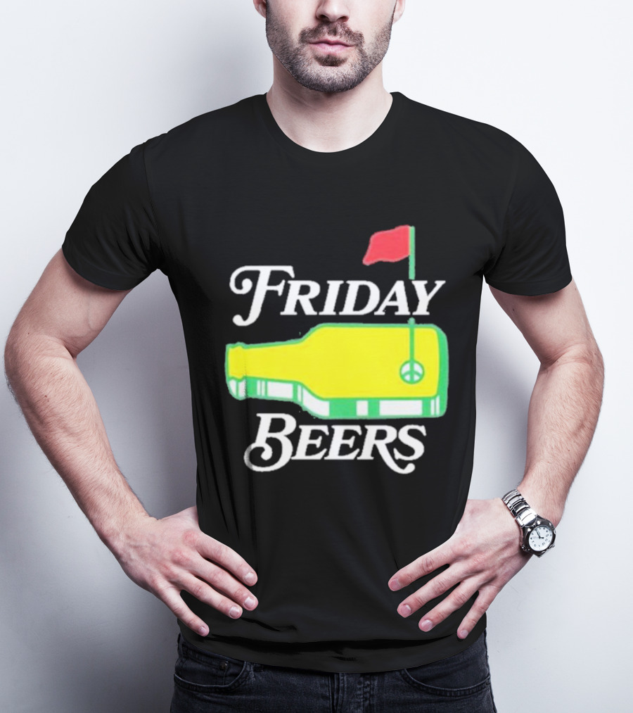 Friday Beers Golf Course Logo Flag Green Bottle T-Shirt