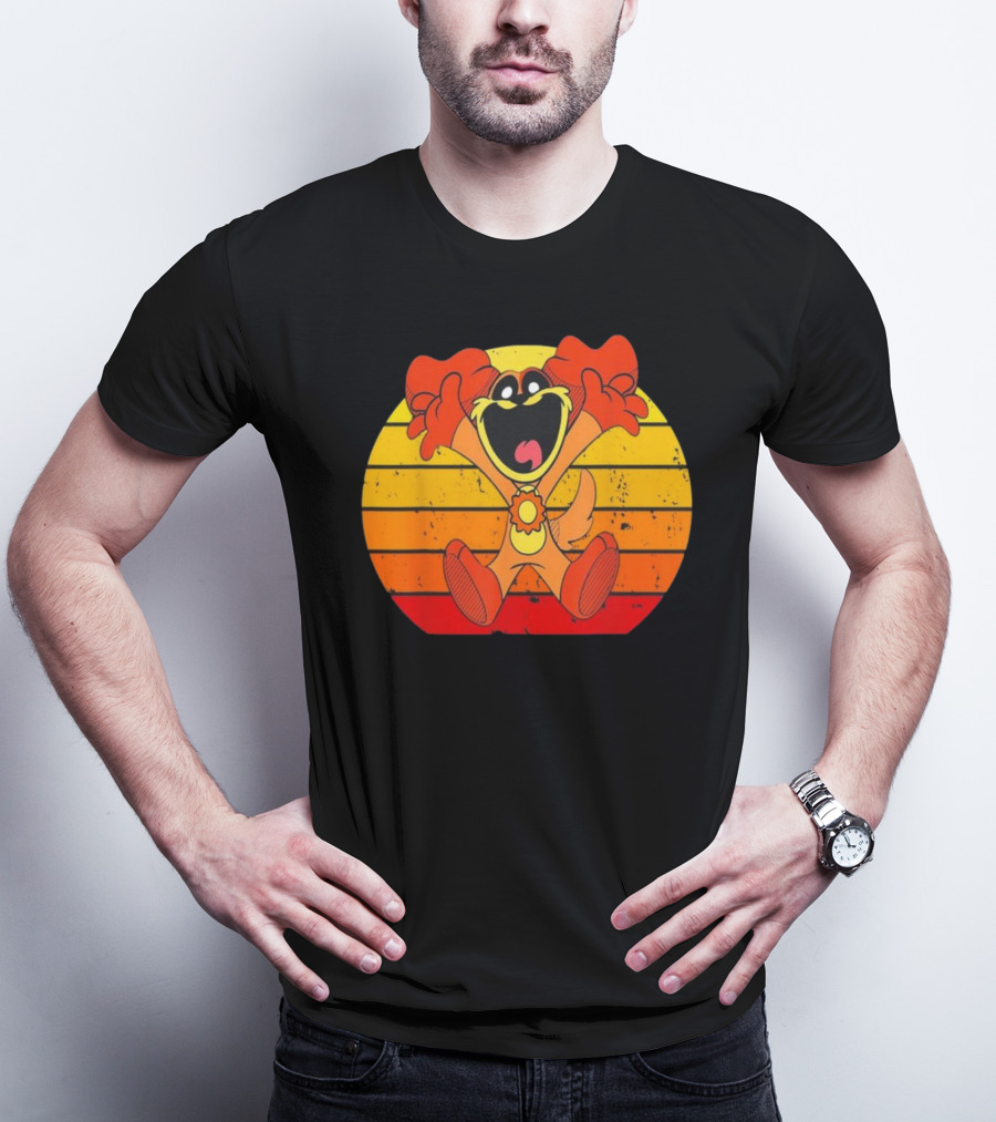 Funny Vintage Smiling Critters Catnap Dogday Lover Retro Sunset T-Shirt