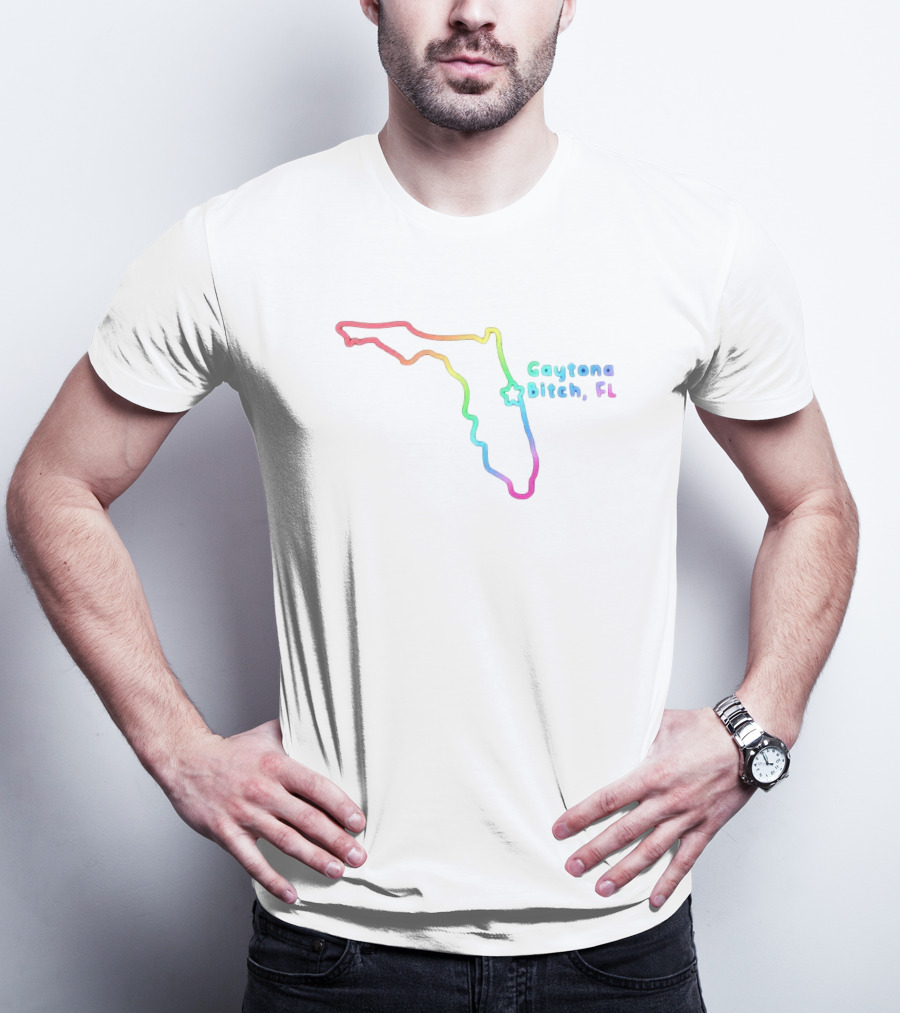 Gaytona Bitch FL Rainbow Florida Map T-Shirt