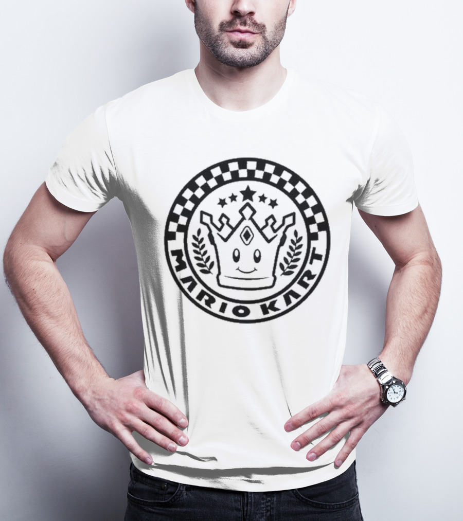 Damien Haas Wearing Mario Kart Crown Emblem Super Nintendo World T-Shirt