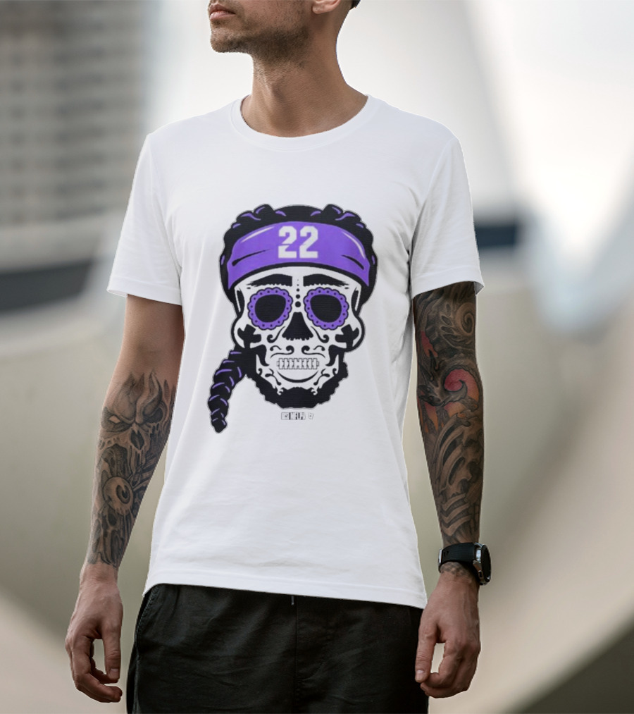 Derrick Henry 22 NFLPA Sugar Skull Baltimore Ravens Braids T-Shirt