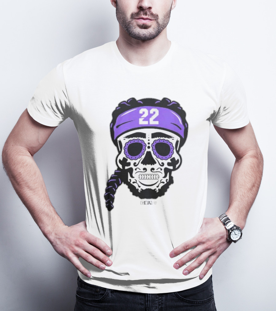 Derrick Henry 22 NFLPA Sugar Skull Baltimore Ravens Braids T-Shirt