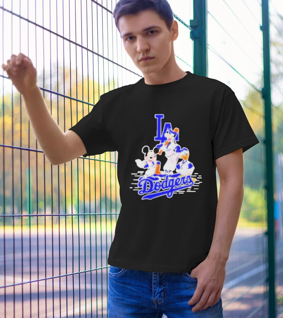 LA Dodgers Mickey And Friends Disney Baseball T-Shirt