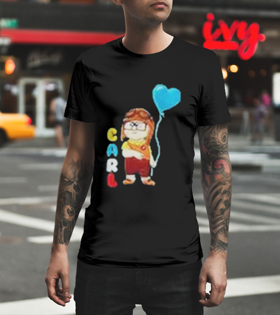 Disney Pixar Up Carl Holding Heart Balloon Couples T-Shirt