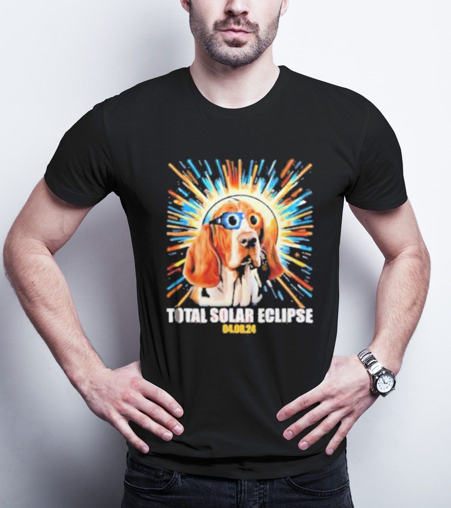 Total Solar Eclipse Dog Wearing Eclipse Glasses 04.08.24 T-Shirt