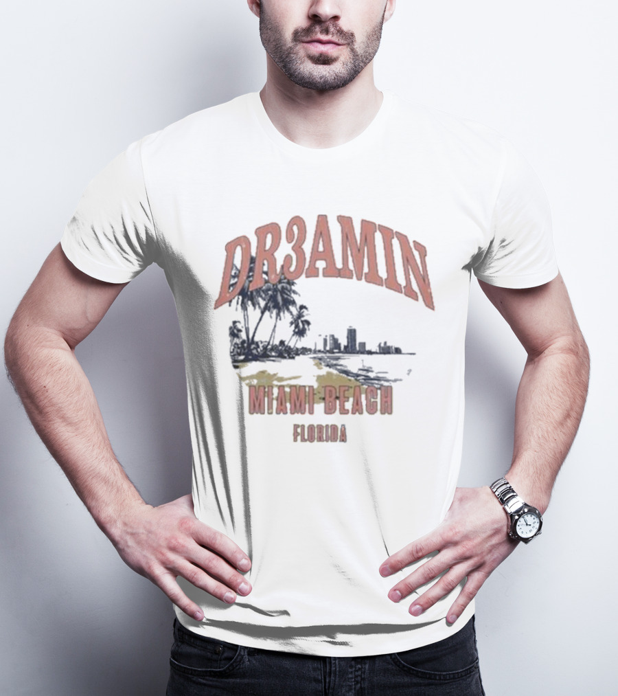 DR3AMIN Miami Beach Florida Skyline T-Shirt