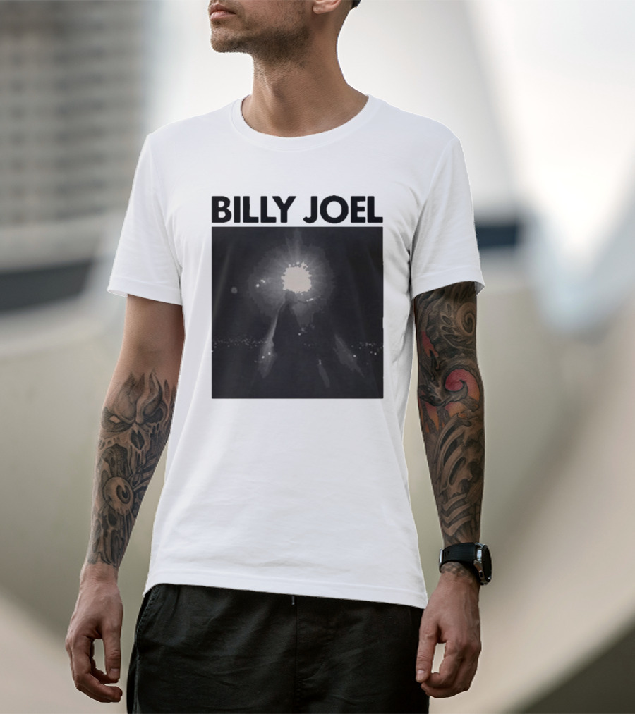 Billy Joel Concert Photo With Bright Light Backdrop T-Shirt