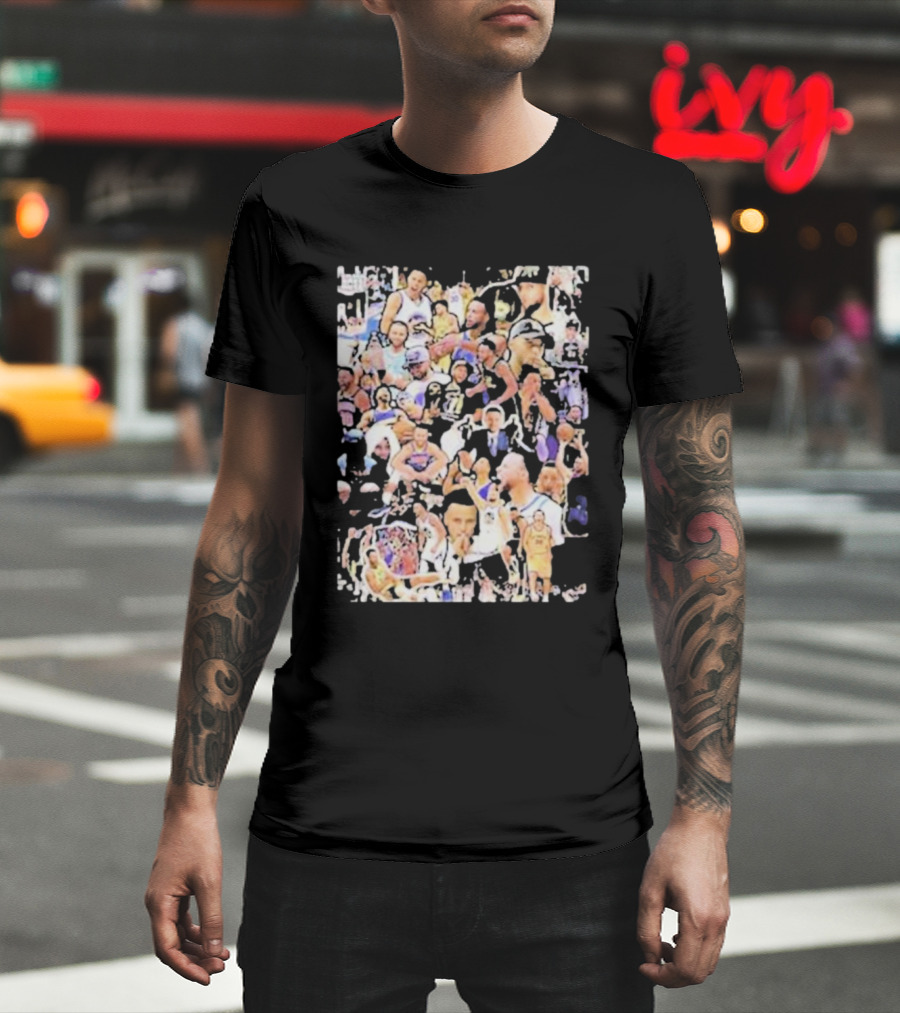 Happy Birthday Stephen Curry Basketball Court Emotions Collage T-Shirt