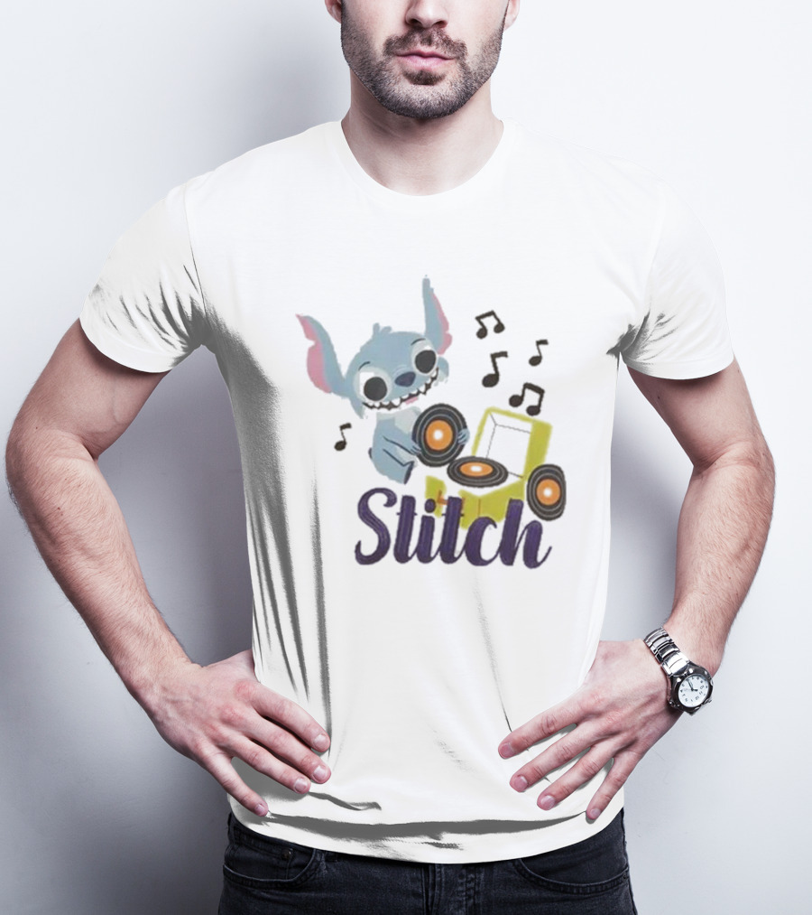 Her Universe Disney Stitch Record Player Isometric Ringer T-Shirt