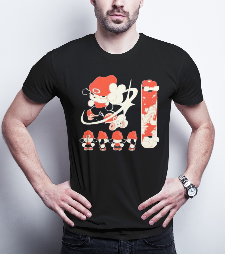 Hip Hop Dog Bryson McBee Roller Skating Skateboard Red Hat T-Shirt