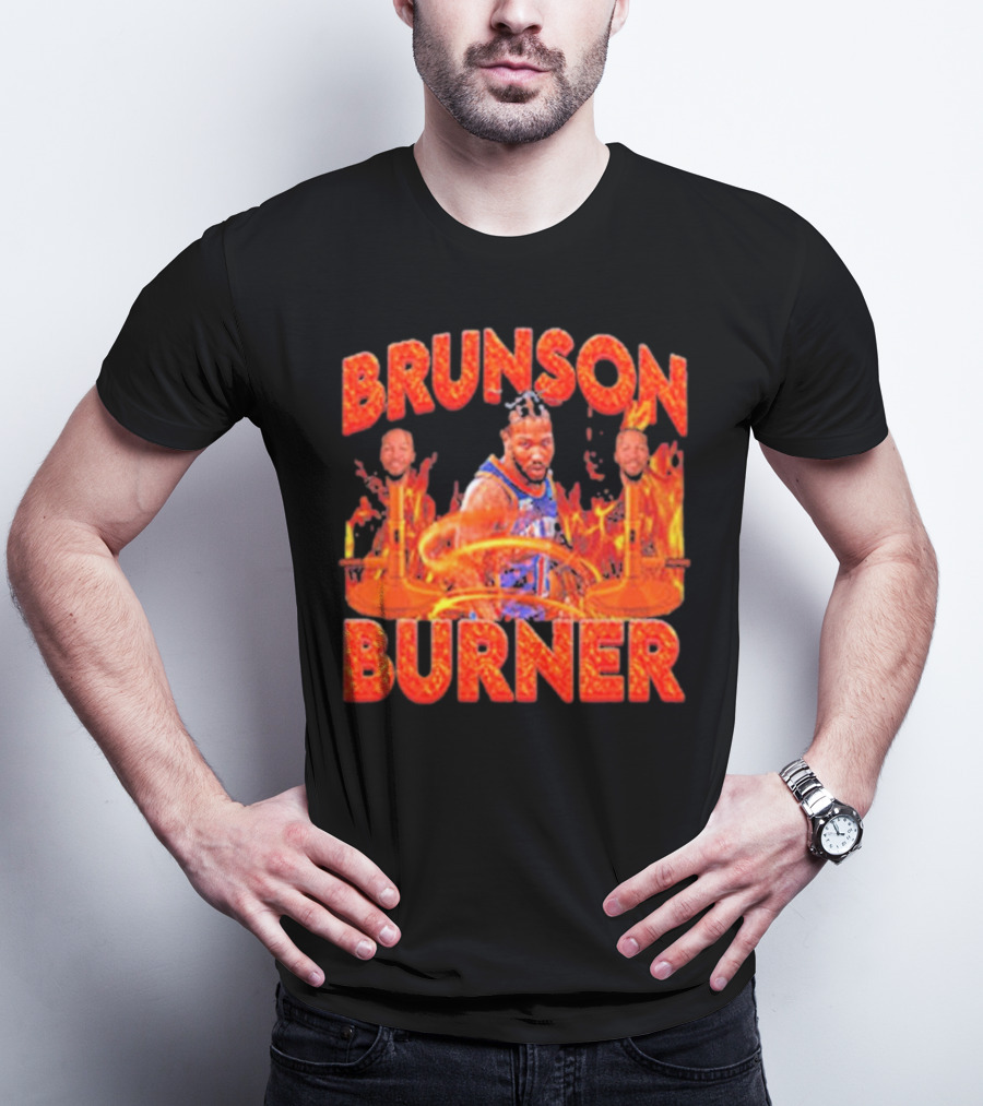 Brunson Burner Basketball Flames Iconic Player NBA T-Shirt