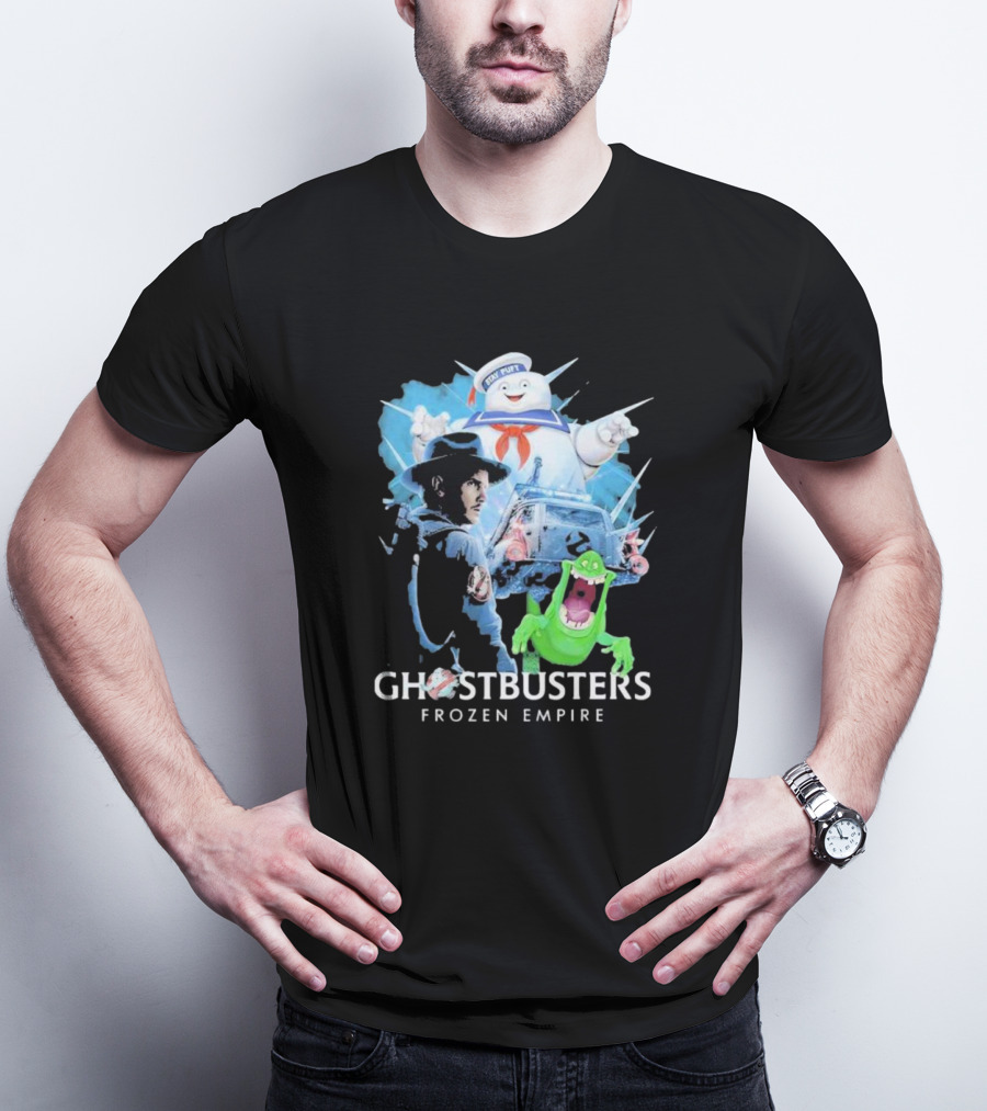 Ghostbusters Frozen Empire Stay Puft Slimer Ecto-1 T-Shirt