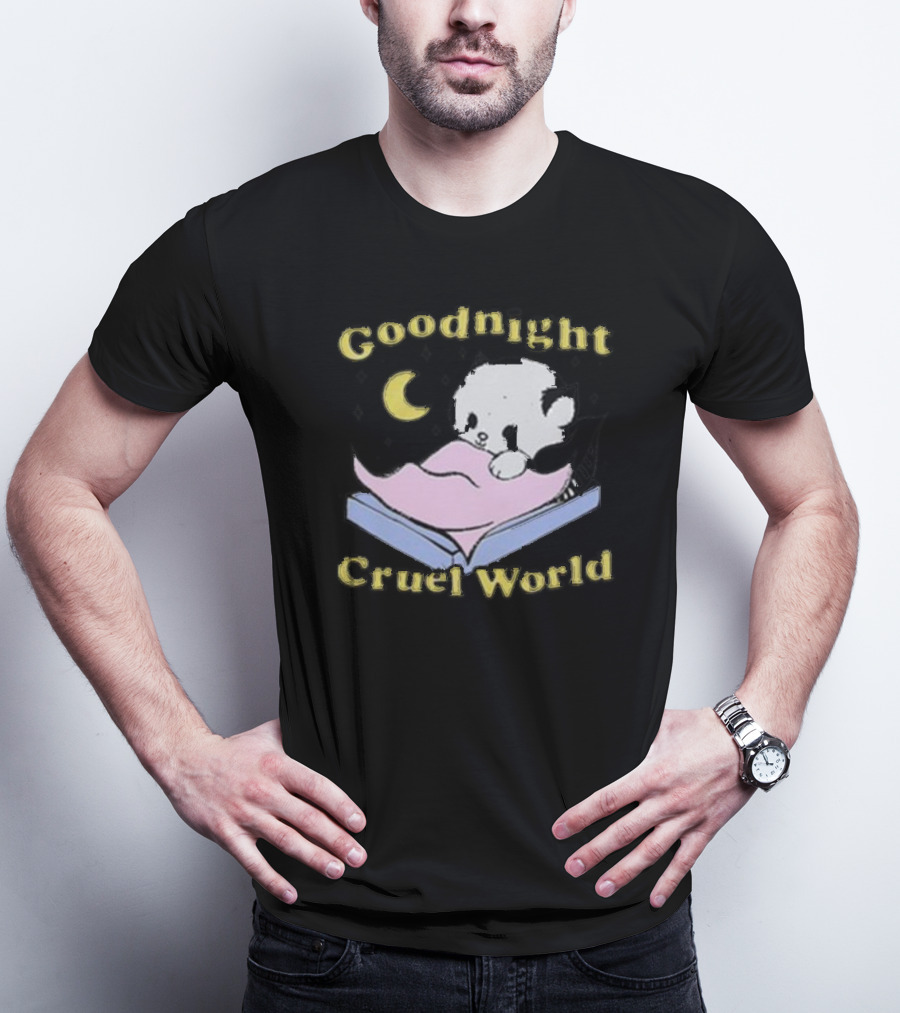 Goodnight Cruel World Moon And Bear On Open Book T-Shirt