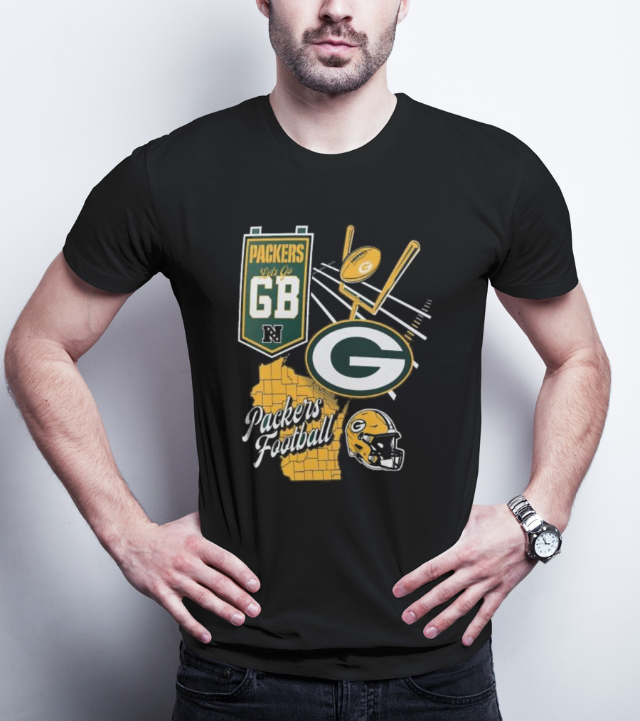 Packers Let's Go GB Football Green Bay Packers Split Zone T-Shirt
