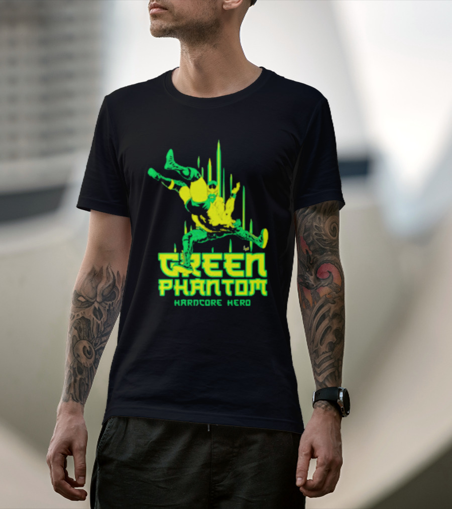 Green Phantom Hardcore Hero Wrestler Action T-Shirt