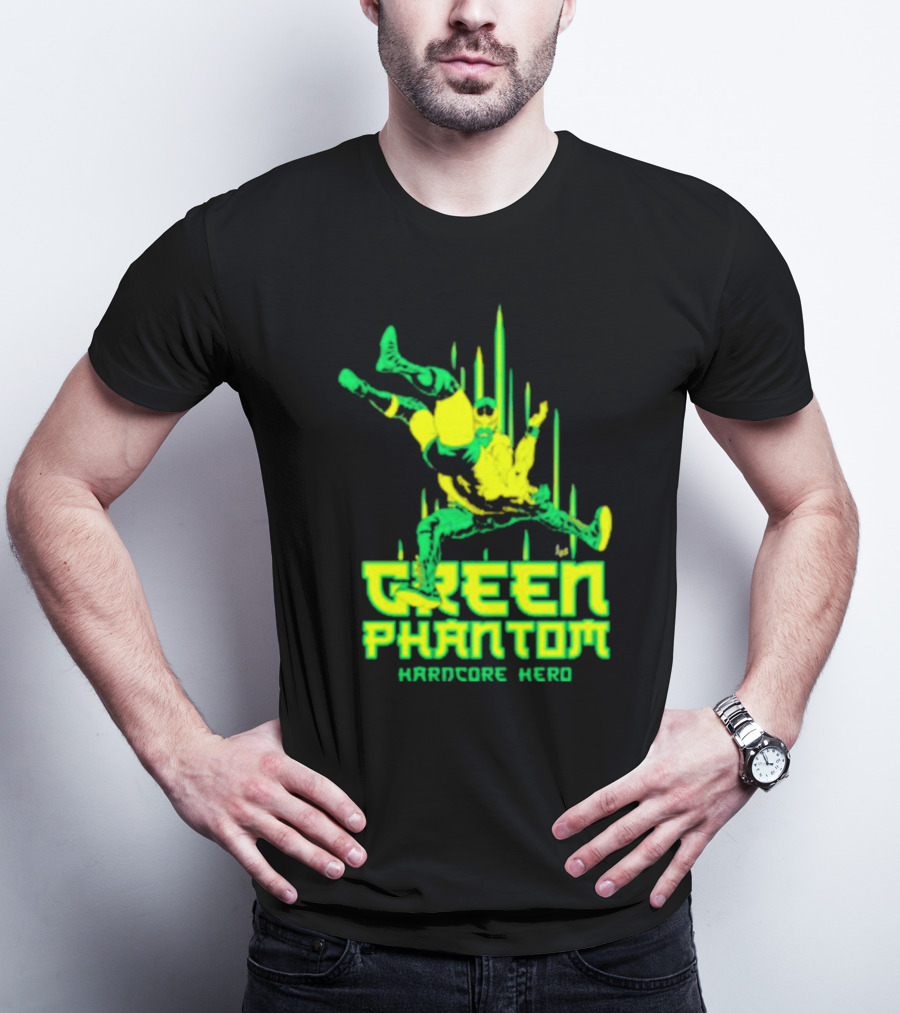 Green Phantom Hardcore Hero Wrestler Action T-Shirt