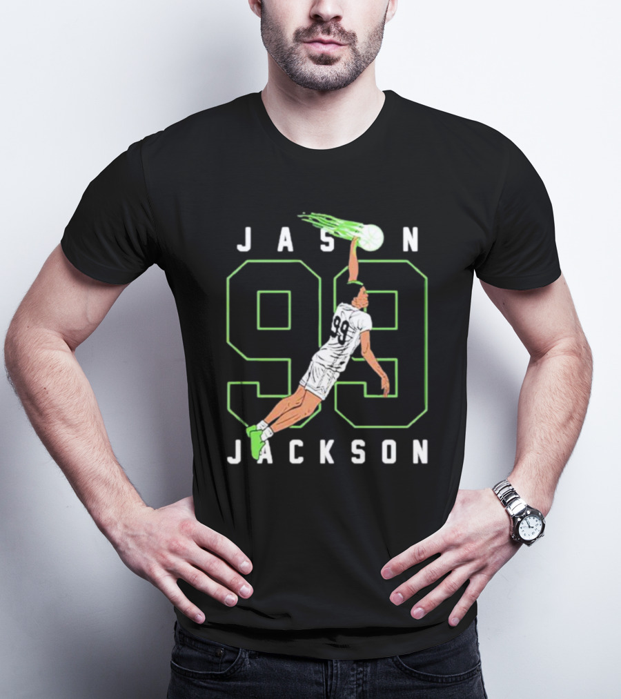 JASON JACKSON 99 Basketball Slam Dunk Caricature T-Shirt