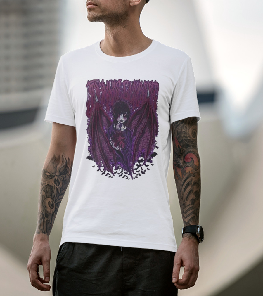 Johnnie Guilbert Vampire Dark Gothic Artwork With Wings And Heart T-Shirt