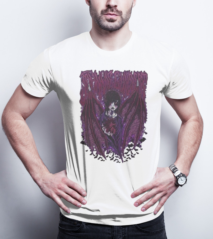 Johnnie Guilbert Vampire Dark Gothic Artwork With Wings And Heart T-Shirt
