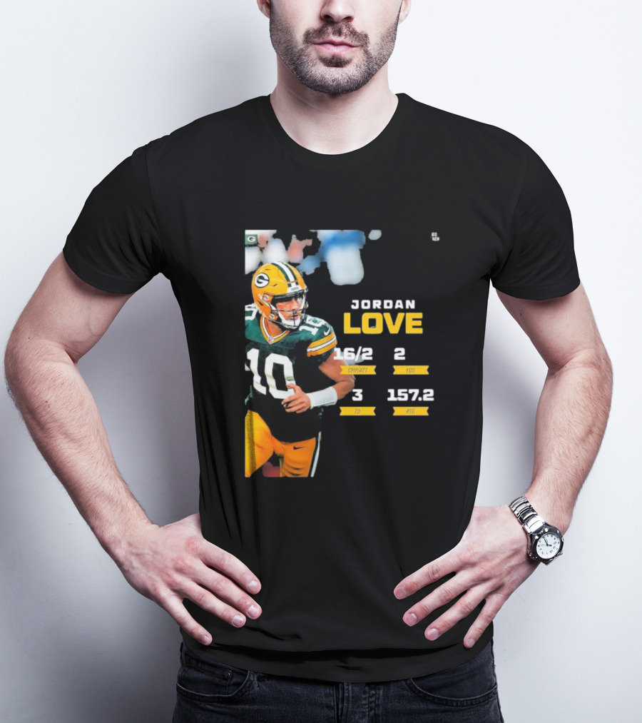 Jordan Love Green Bay Packers 16/2 3 TD 2 YDS 157.2 RTG T-Shirt
