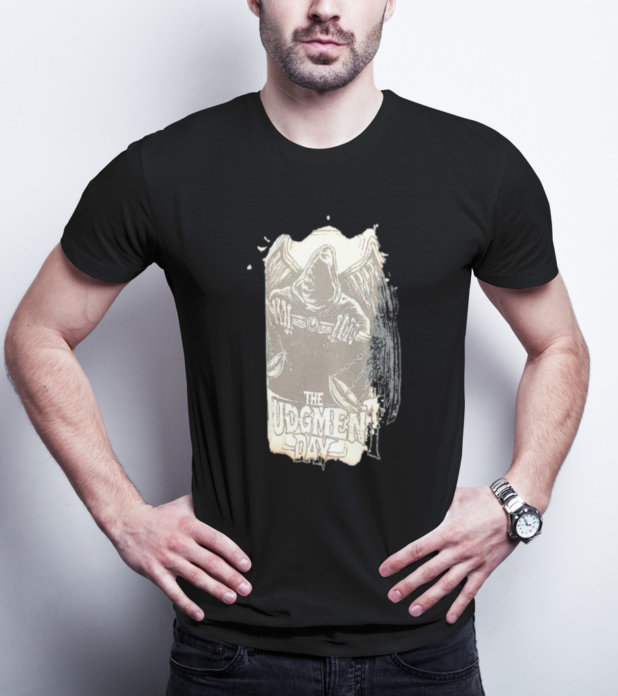 The Judgment Day All Rise Tie-Dye Grim Reaper Cloaked Figure With Chains And Wings T-Shirt