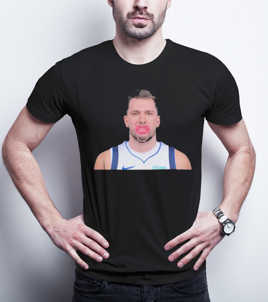 Luka Dončić Pacifier Parody Blue Jersey T-Shirt